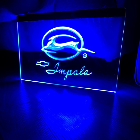 Other | Chevrolet Impala Led Nein Blue Light Sign 8x12 | Poshmark